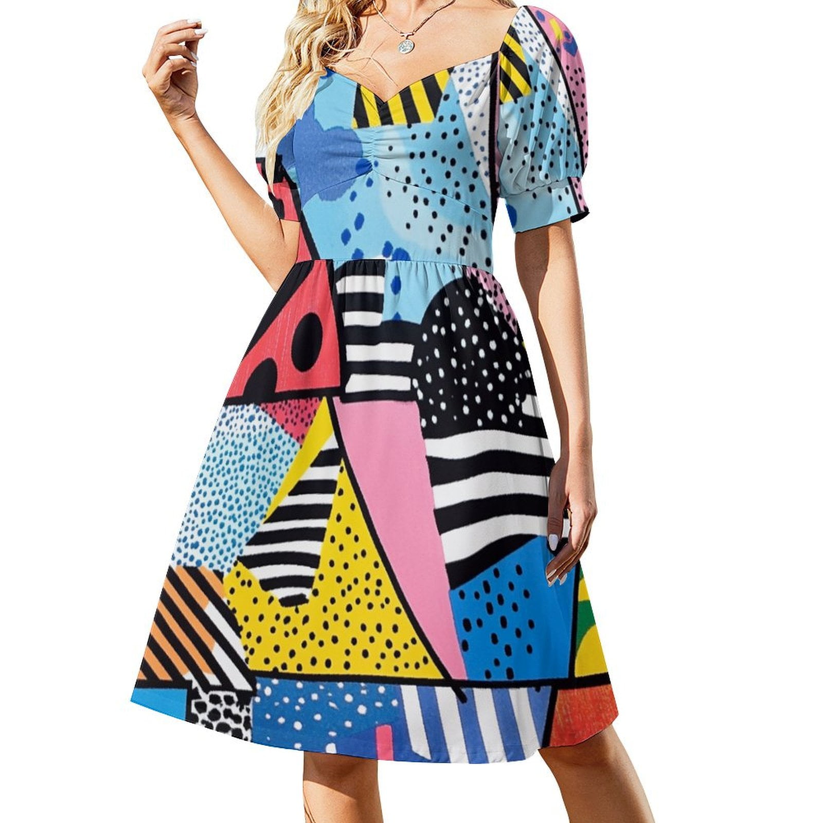 Color Wave Point Geometry Summer Dresses for Women Beach Boho - Walmart.com