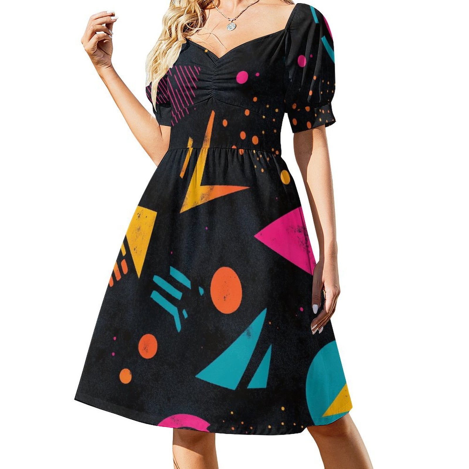 Color Wave Point Geometry Summer Dresses for Women Beach Boho - Walmart.com