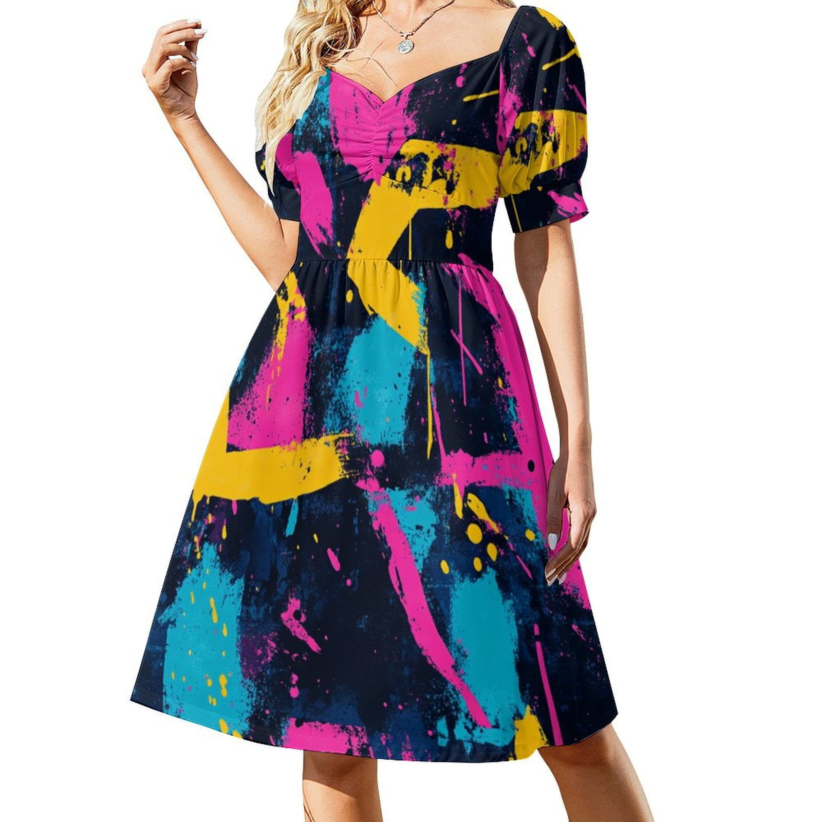 Color Wave Point Geometry Summer Dresses for Women Beach Boho - Walmart.com