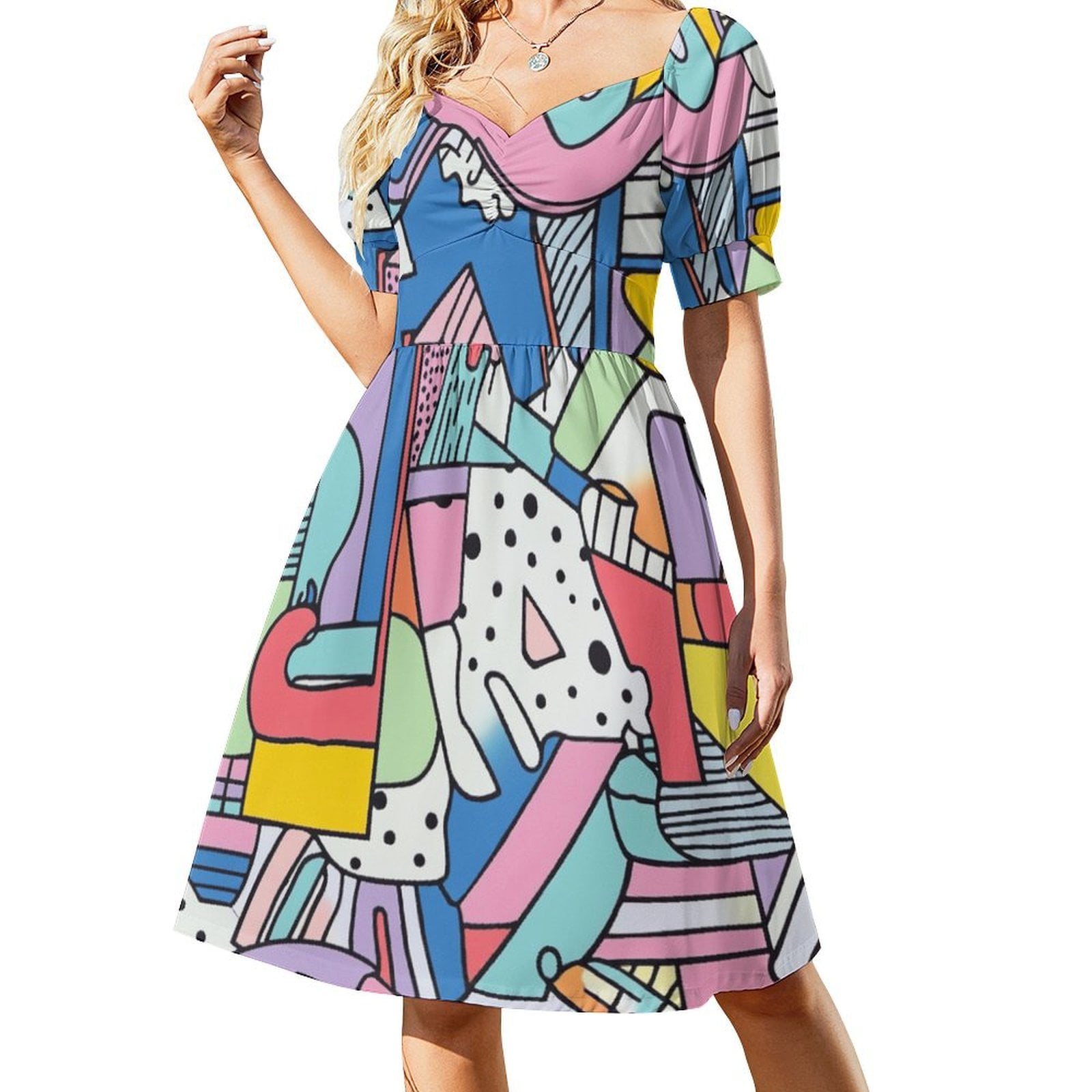 Color Wave Point Geometry Summer Dresses for Women Beach Boho - Walmart.com