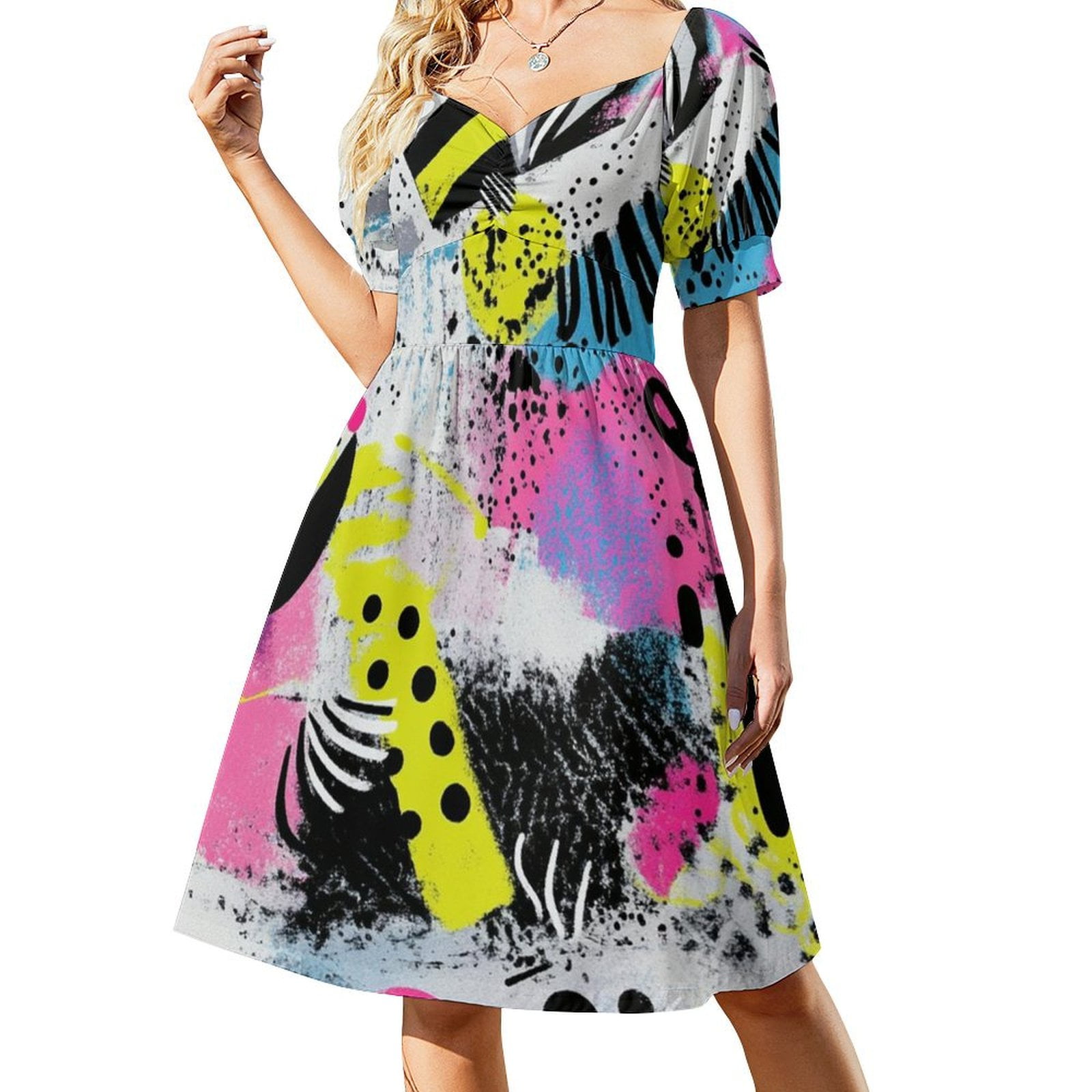 Color Wave Point Geometry Summer Dresses for Women Beach Boho - Walmart.com
