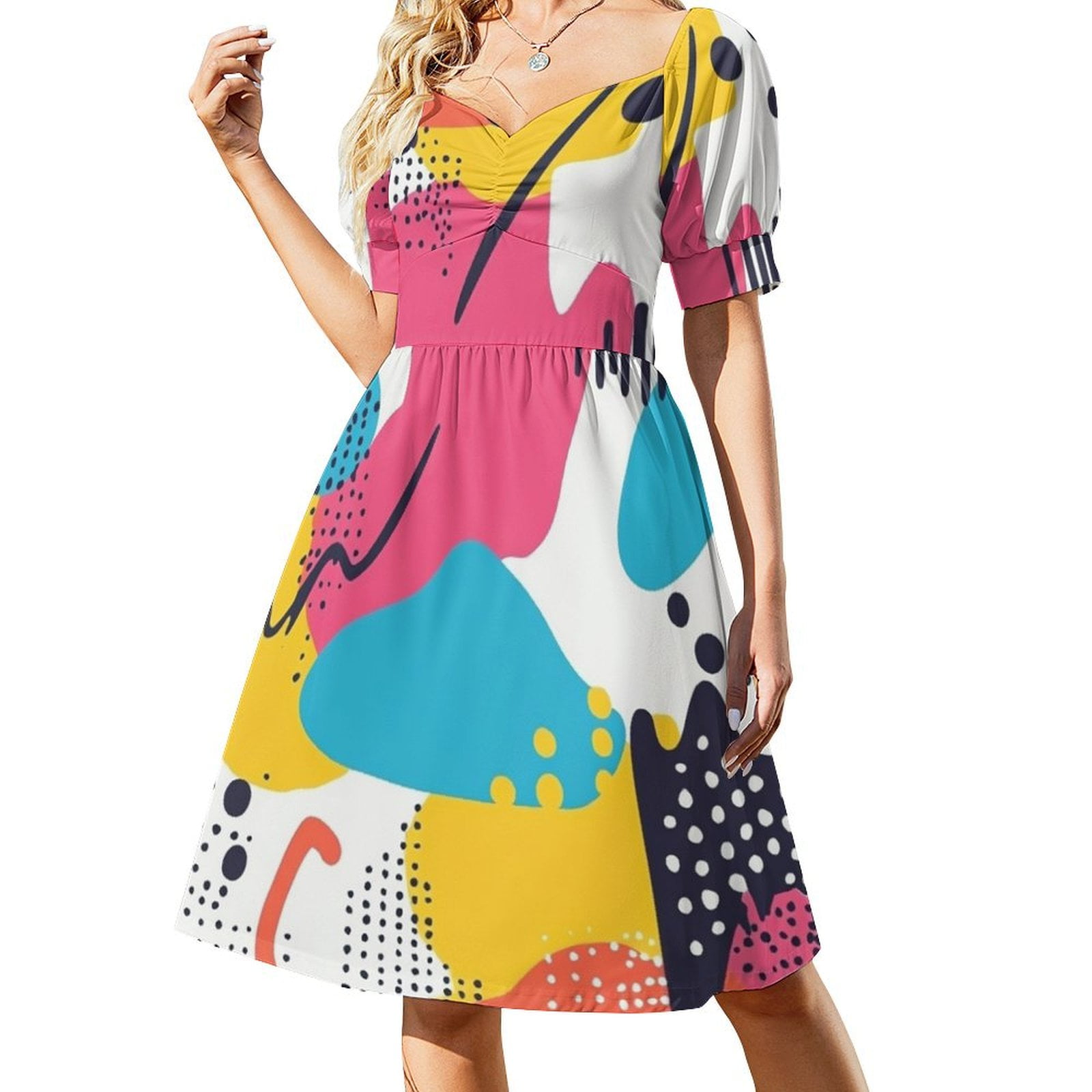 Color Wave Point Geometry Summer Dresses for Women Beach Boho - Walmart.com