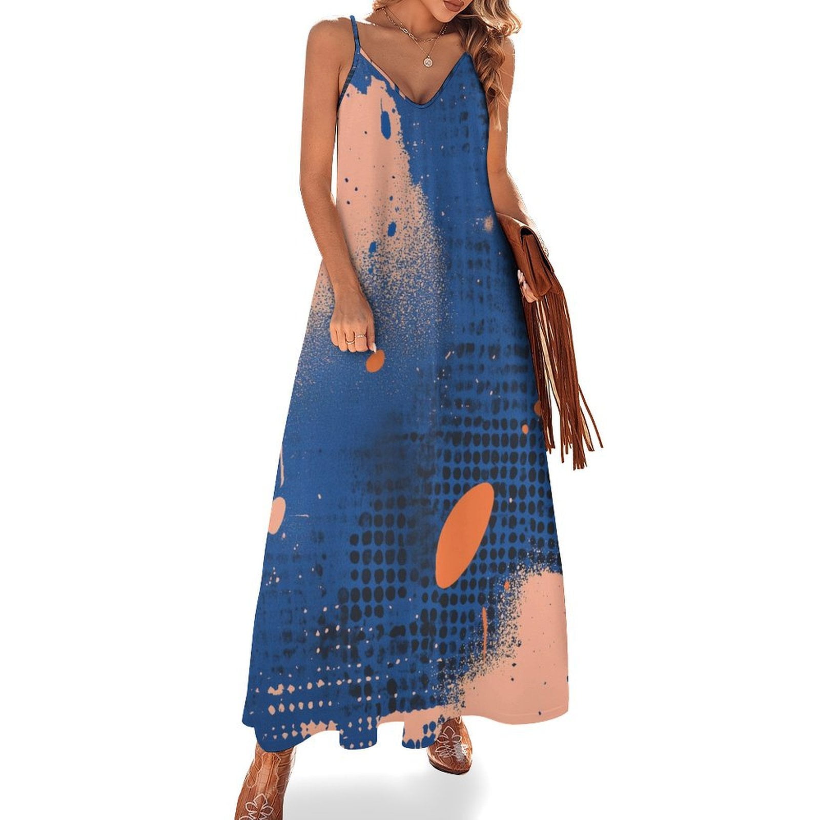 Color Wave Point Geometry Womens Summer Dresses Casual Sleeveless ...