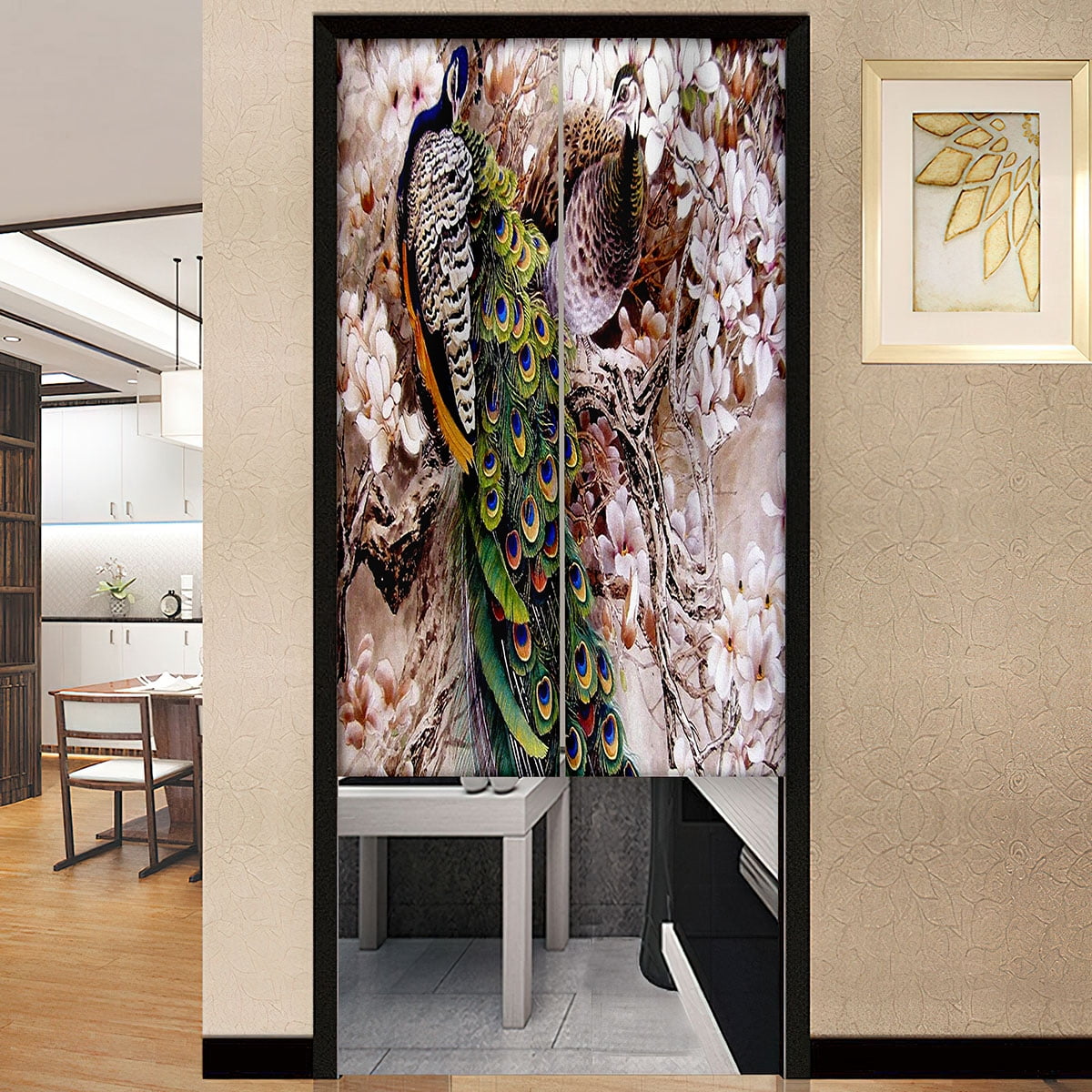 Color Wings Exotic Birds Japanese Door Curtain Peacock Bird Partition ...