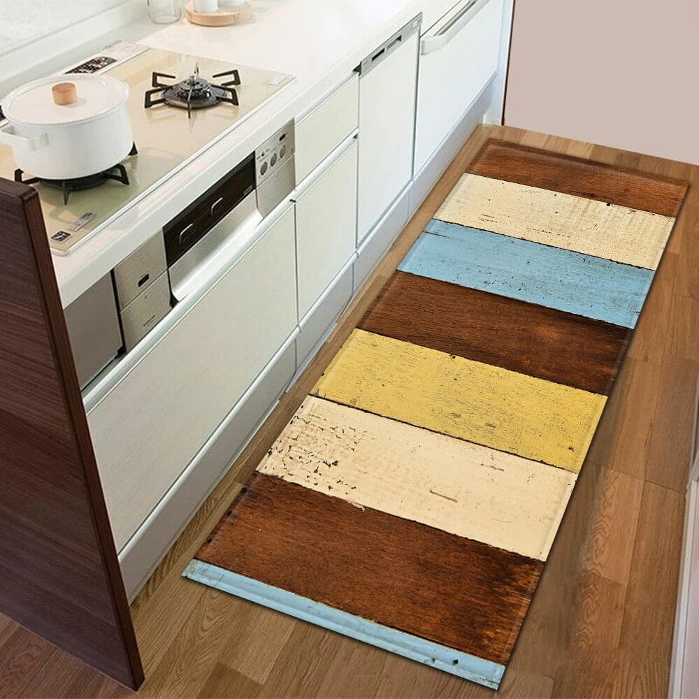 Color Wood Grain Mat Bedroom Carpet Kitchen Entrance Door Bathroom Non ...