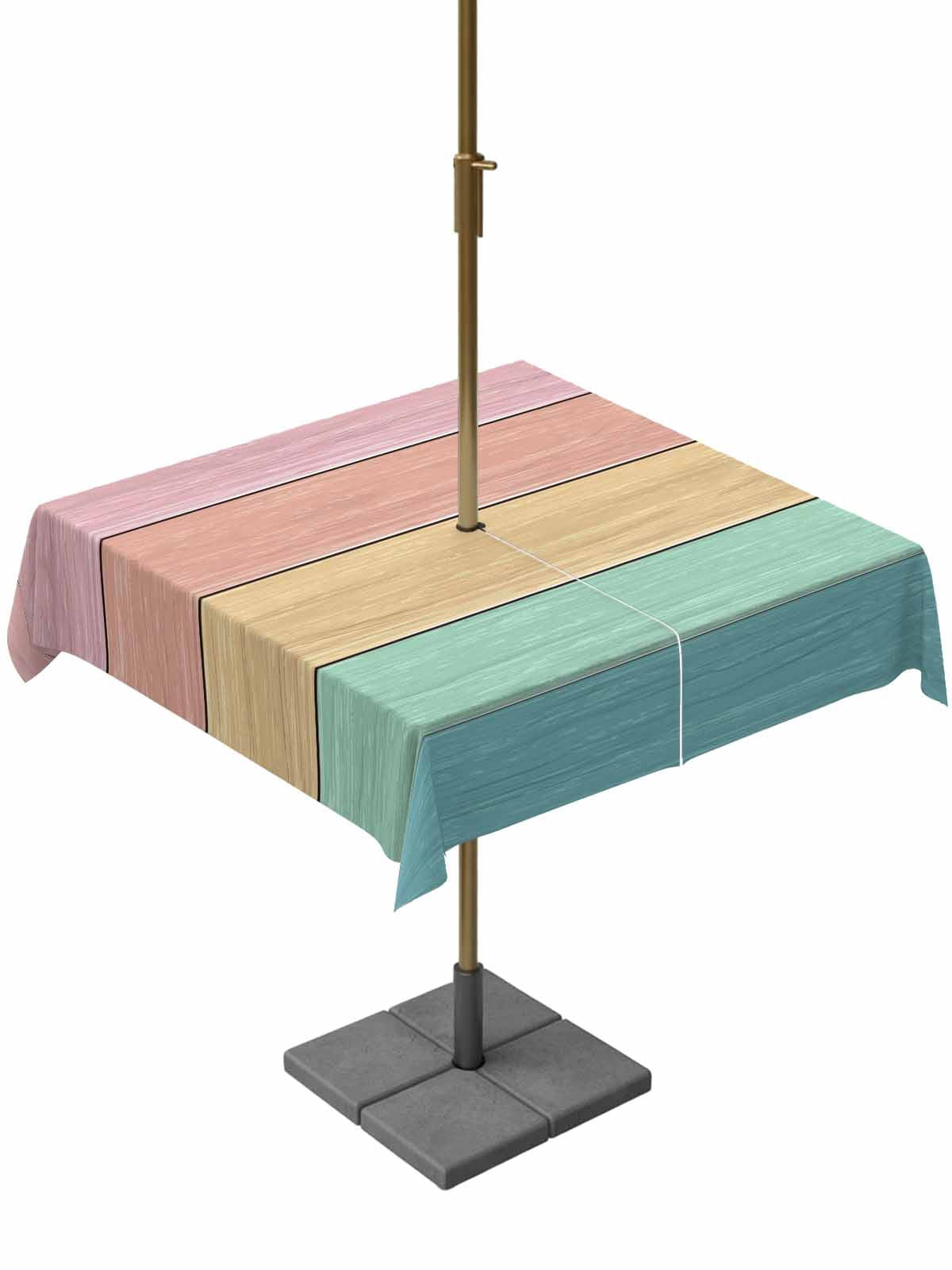 Color Wood Grain Square Outdoor Tablecloth with Umbrella Hole Country ...