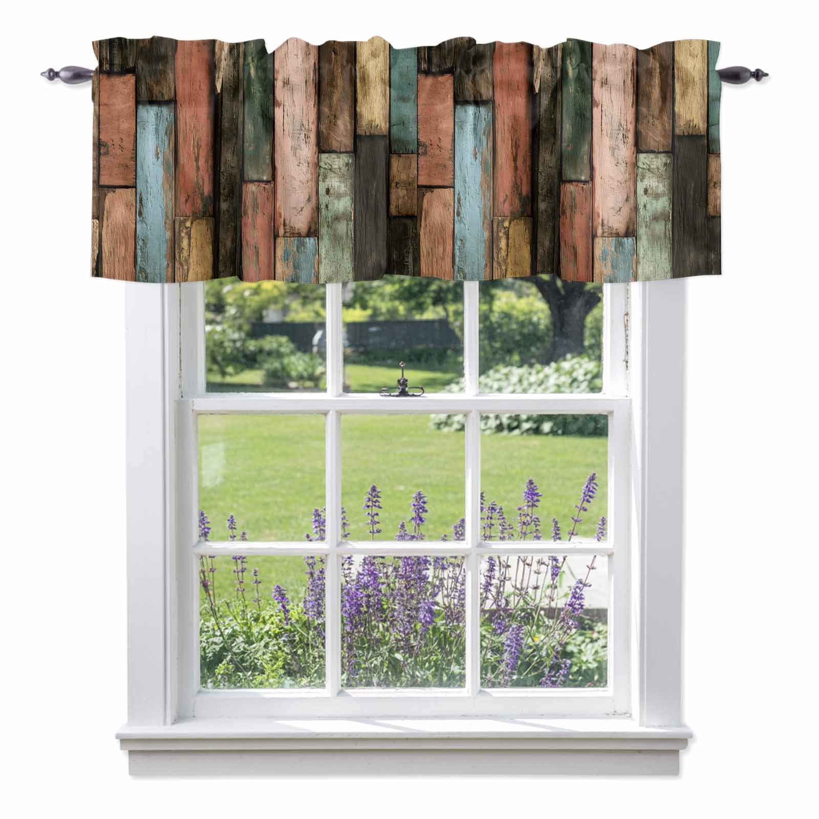 Color Wood Striped Valances for Windows Vintages Blue Pink Black Wooden ...