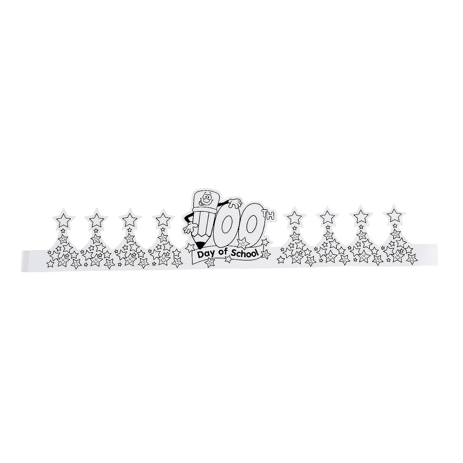 Color Your Own 100 Days Of School Paper Crown - Craft Kits - 12 Pieces ...