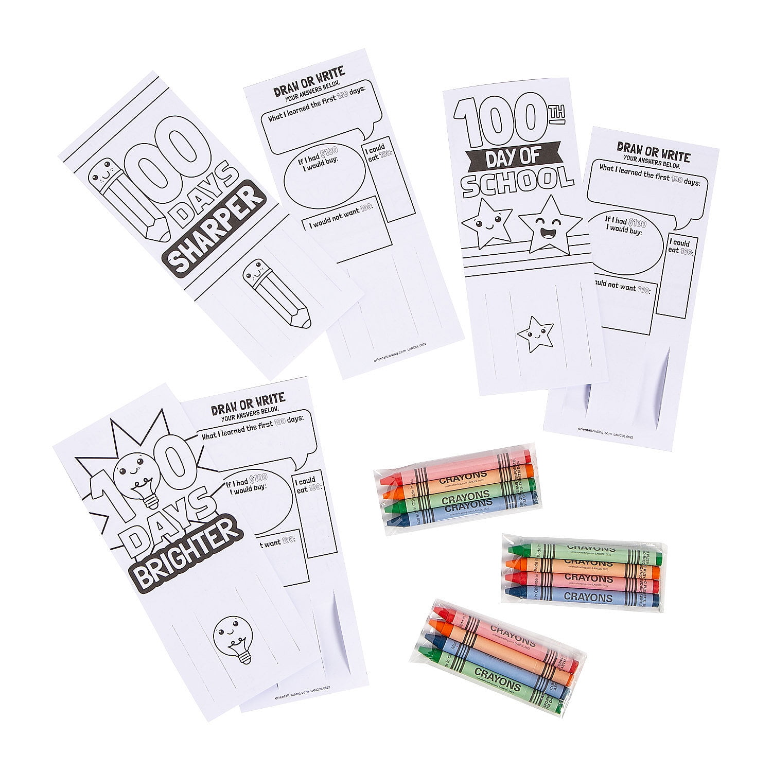 Color Your Own 100th Day Cards with Crayons for 24 - Walmart.com