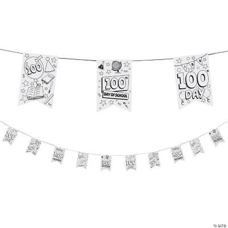 Color Your Own 100th Day of School Pennants, 100th Day of School, Craft ...