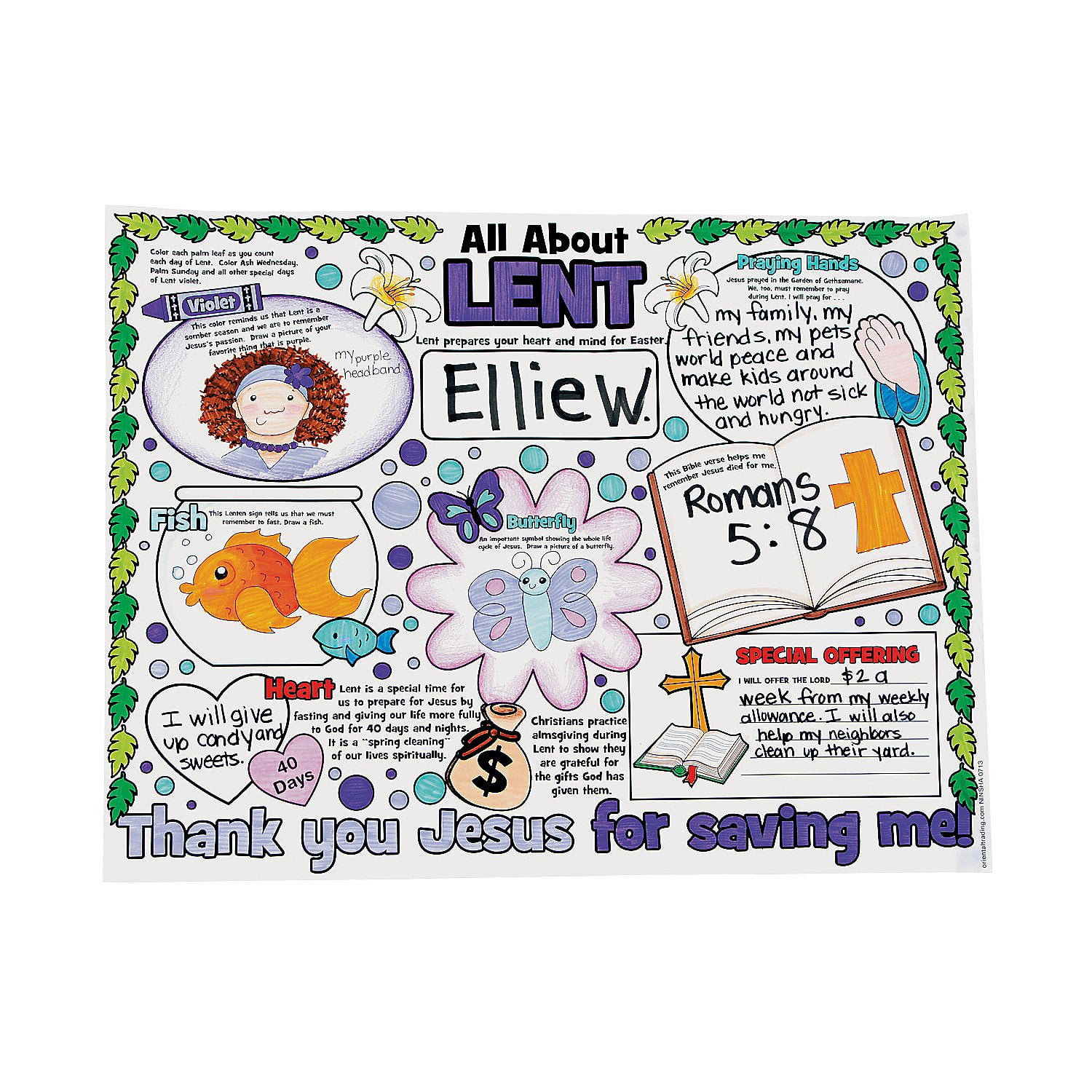 Color Your Own All About Lent Poster - Craft Kits - 30 Pieces - Walmart.com