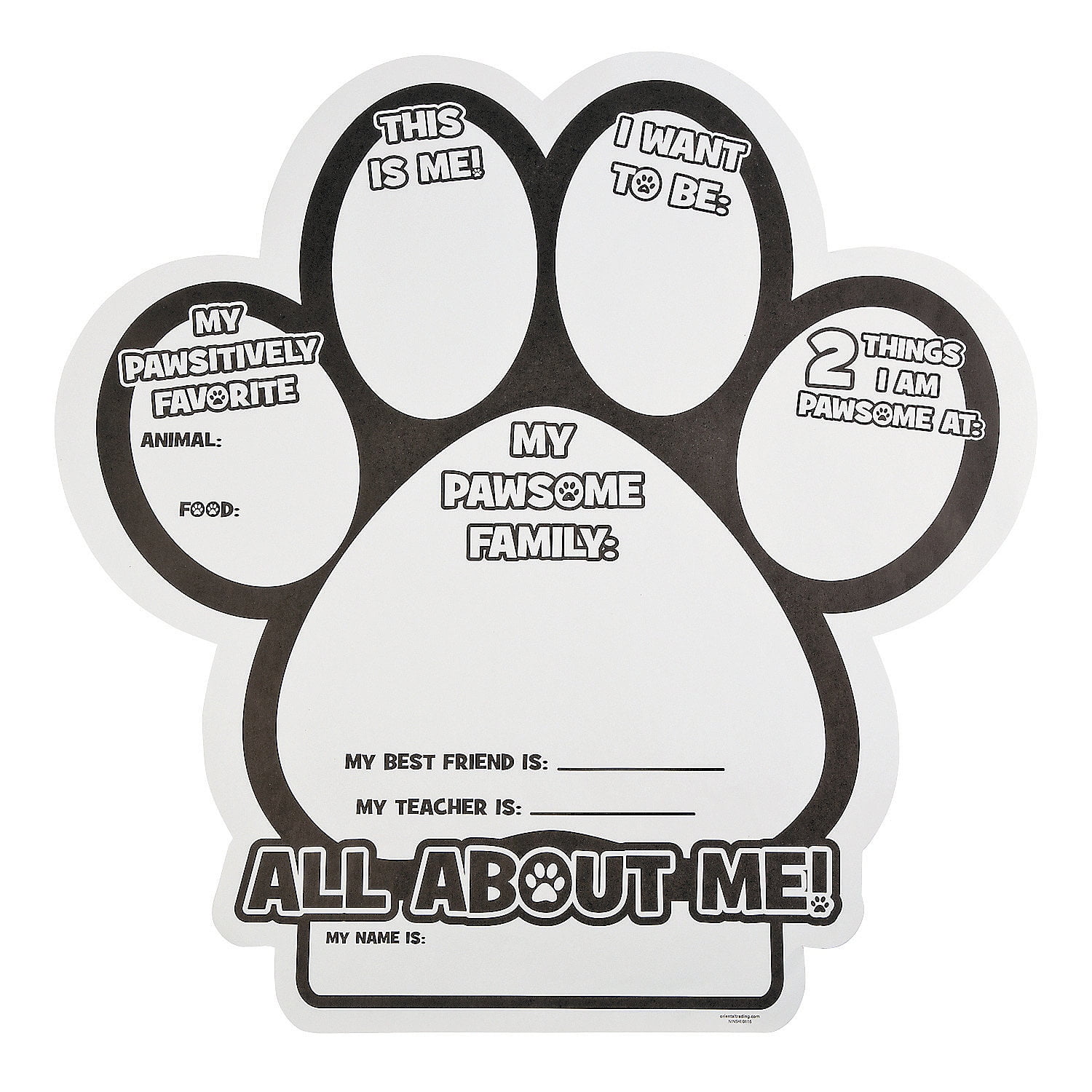 Color Your Own All About Me Paw Print Poster - Craft Kits - 30 Pieces ...