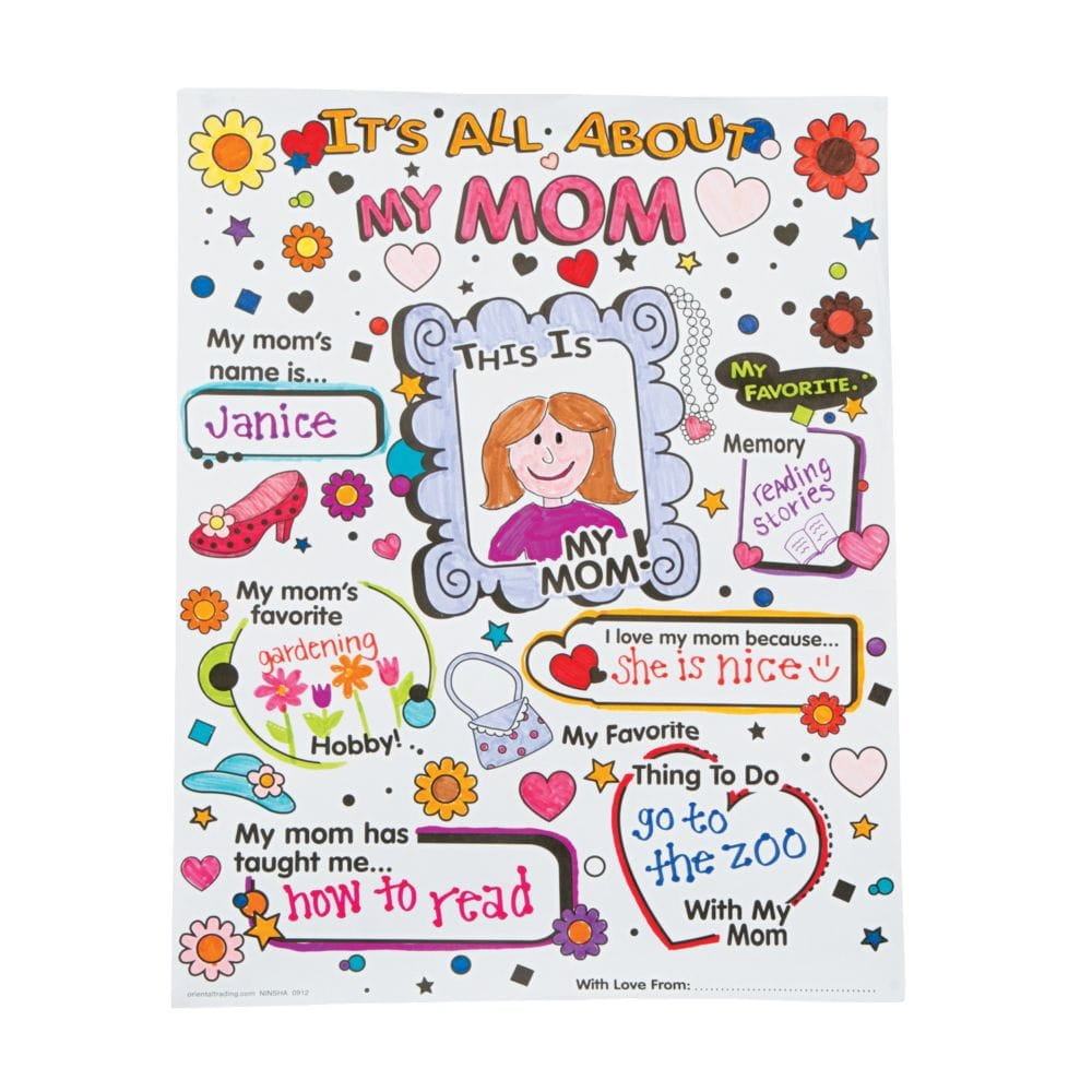 Color Your Own All About Mom Poster - Craft Kits - 30 Pieces - Walmart.com