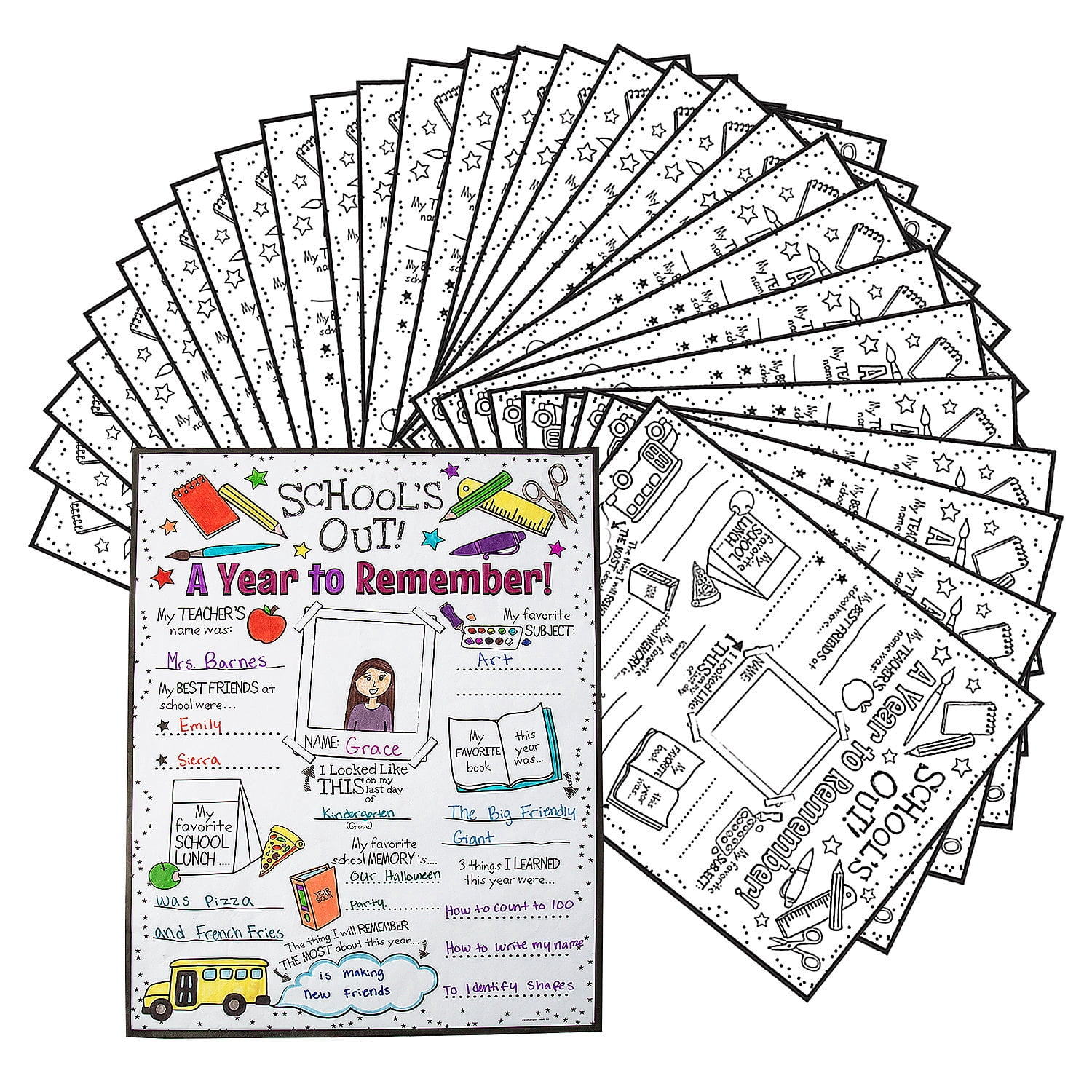 Color Your Own All About My School Year Posters – 30 Pieces - Walmart.com