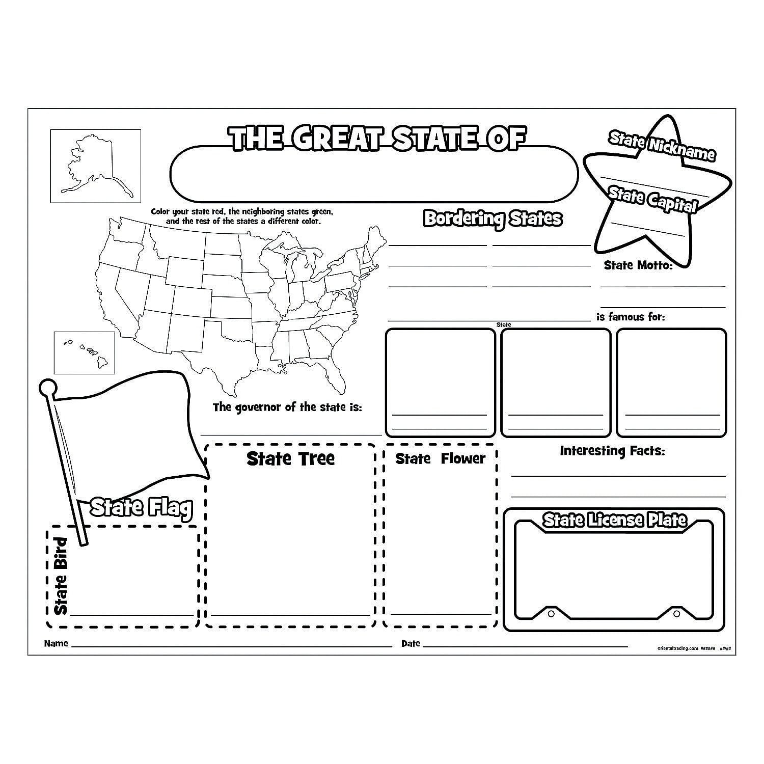 Color Your Own All About My State Poster - Craft Kits - 30 Pieces ...