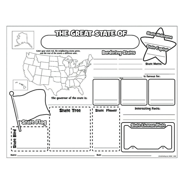 Color Your Own All About My State Poster - Craft Kits - 30 Pieces ...