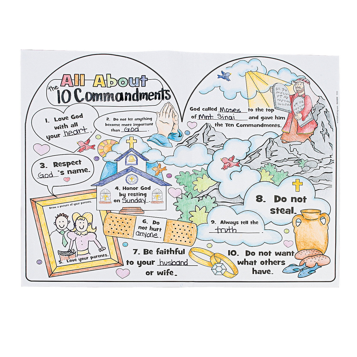 Color Your Own All About The 10 Commandments Poster - Craft Kits - 30 ...