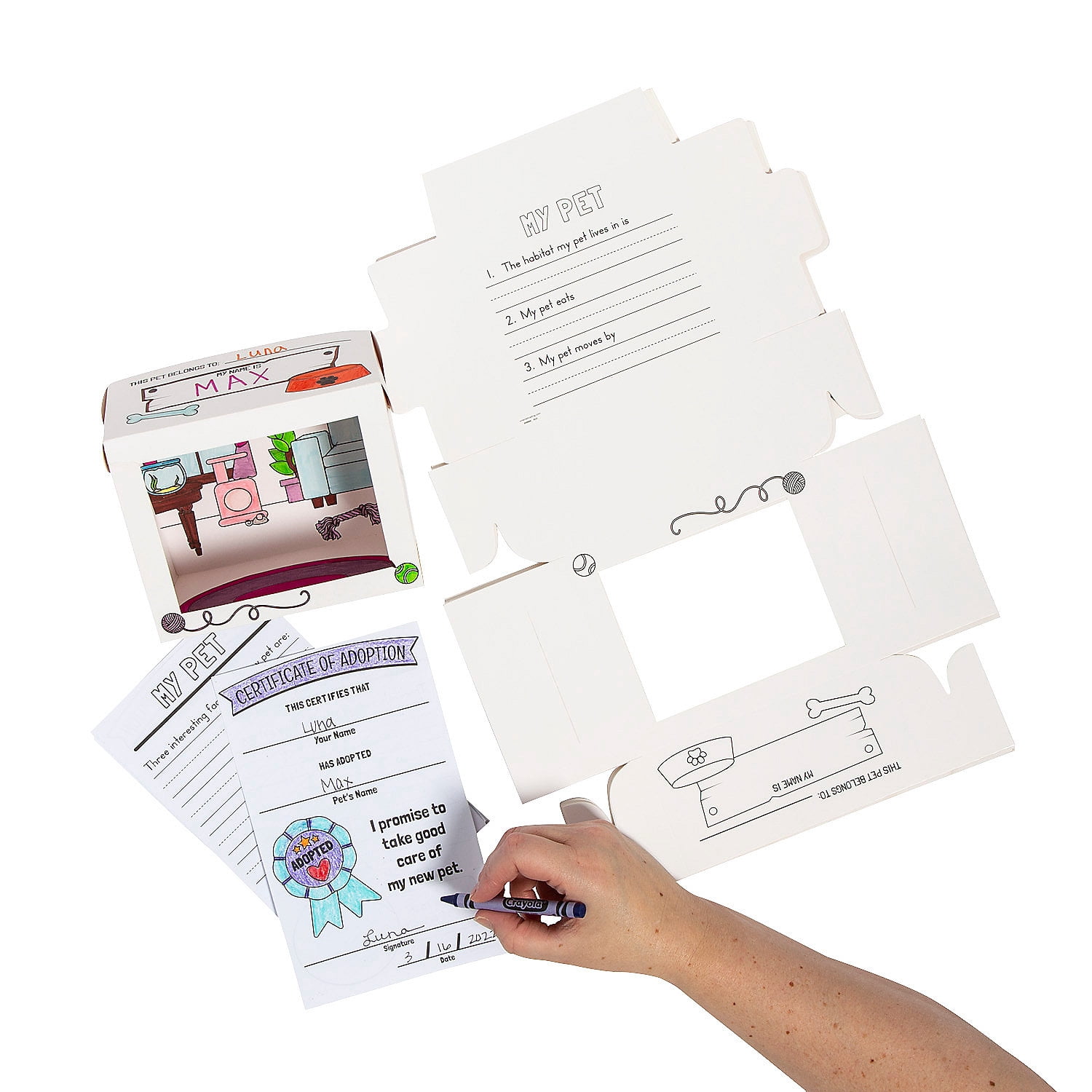 Color Your Own Desk Pet Home Habitat with Adoption Certificates - 12 ...