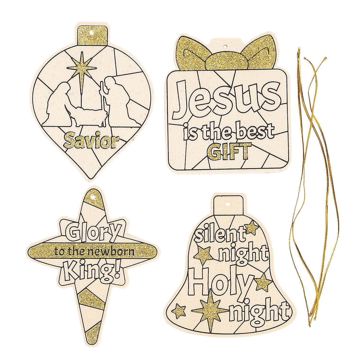 Color Your Own Glittery Nativity Ornaments, Craft Kits, Christmas, 12 ...