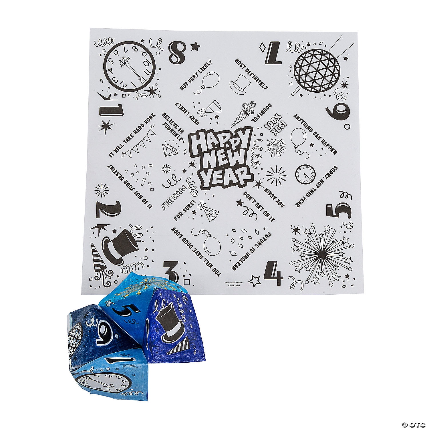 Color Your Own Happy New Year Paper Fortune Teller Games - 12 Pieces ...