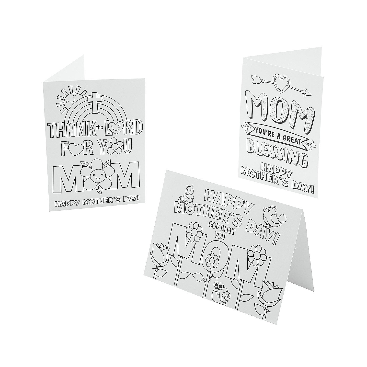 Color Your Own Religious Mothers Day Cards 12 Pieces