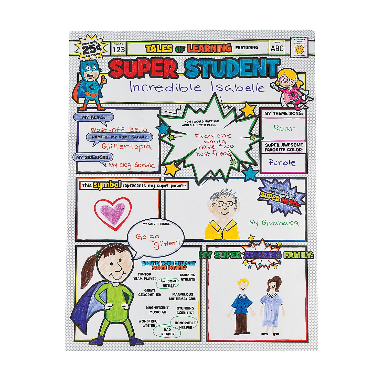Color Your Own Super Student Poster- 30 - Craft Kits - 30 Pieces ...