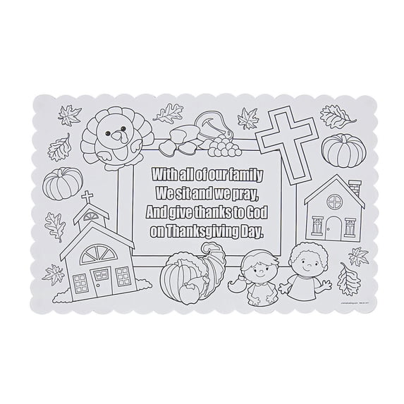 Color Your Own Thanksgiving Prayer Placemats, Craft Kits, Thanksgiving ...