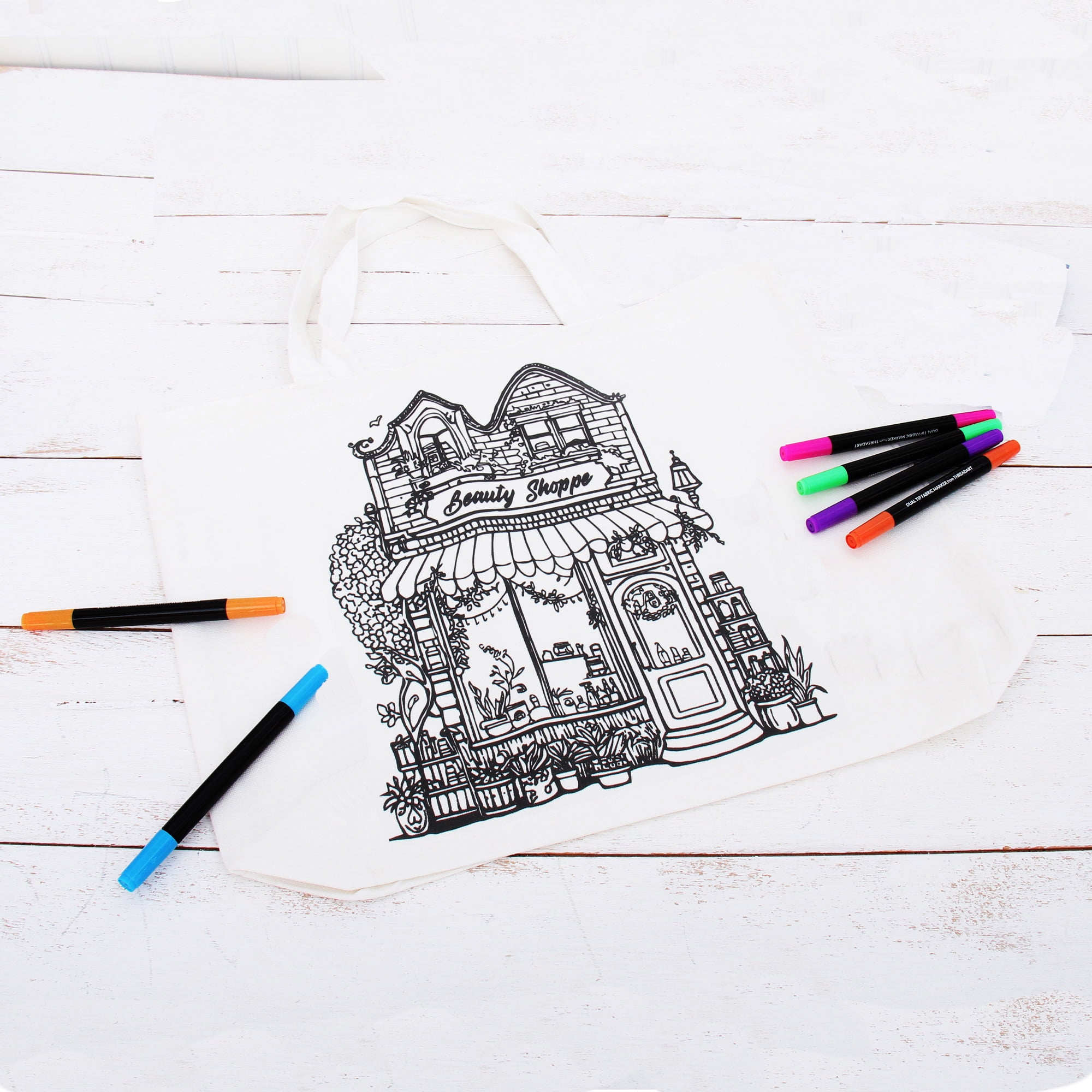 Color Your Own Tote Bag - Beauty Shoppe Design - Inlcudes Tote Bag With ...