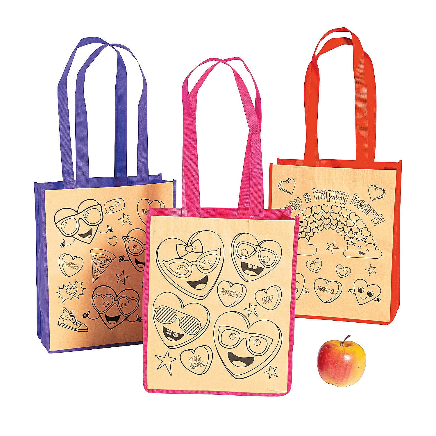 Color Your Own Valentine Craft Tote Bags - Craft Kits - 12 Pieces ...