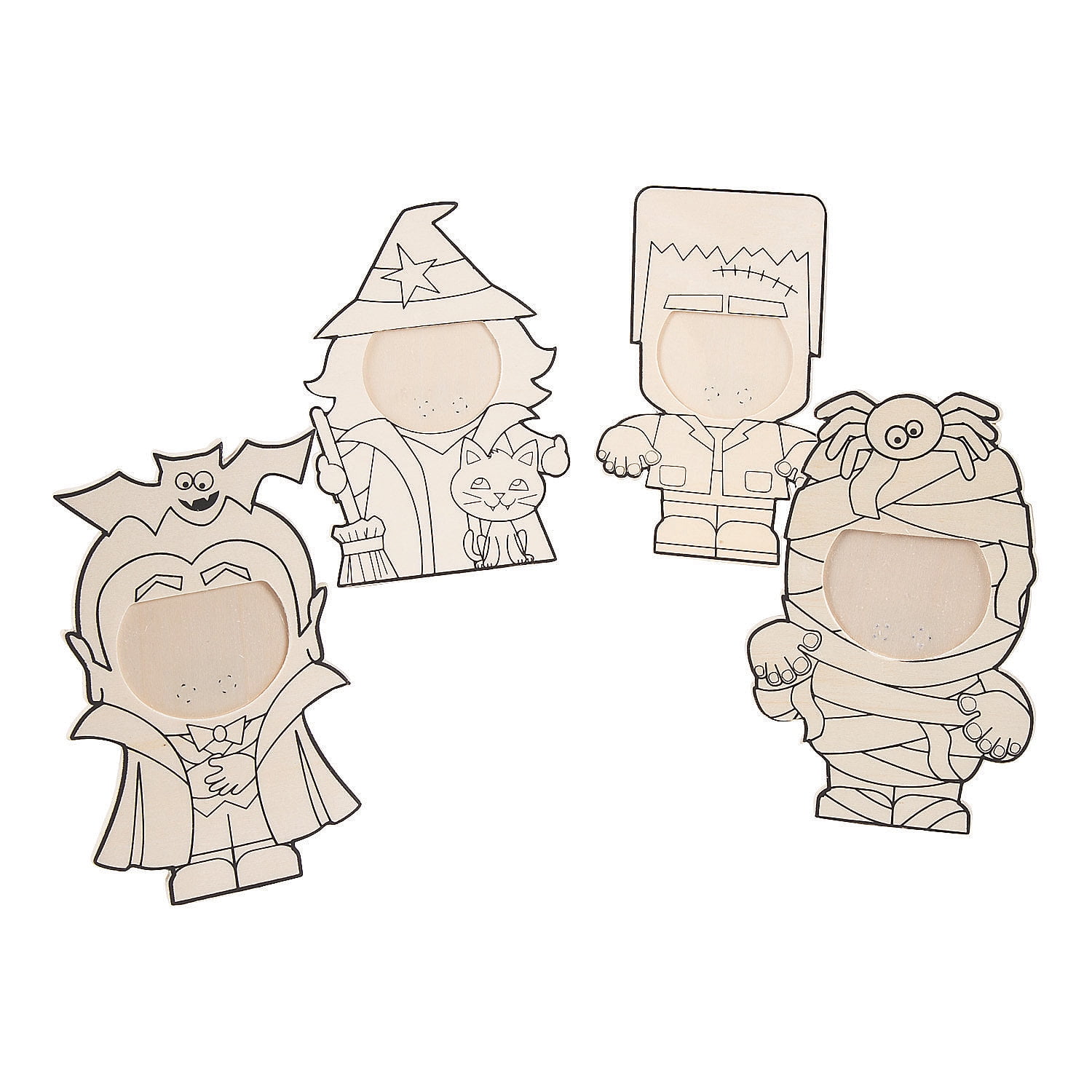 Color Your Own Wood Stand Up Halloween Frame - Craft Kits - 12 Pieces ...