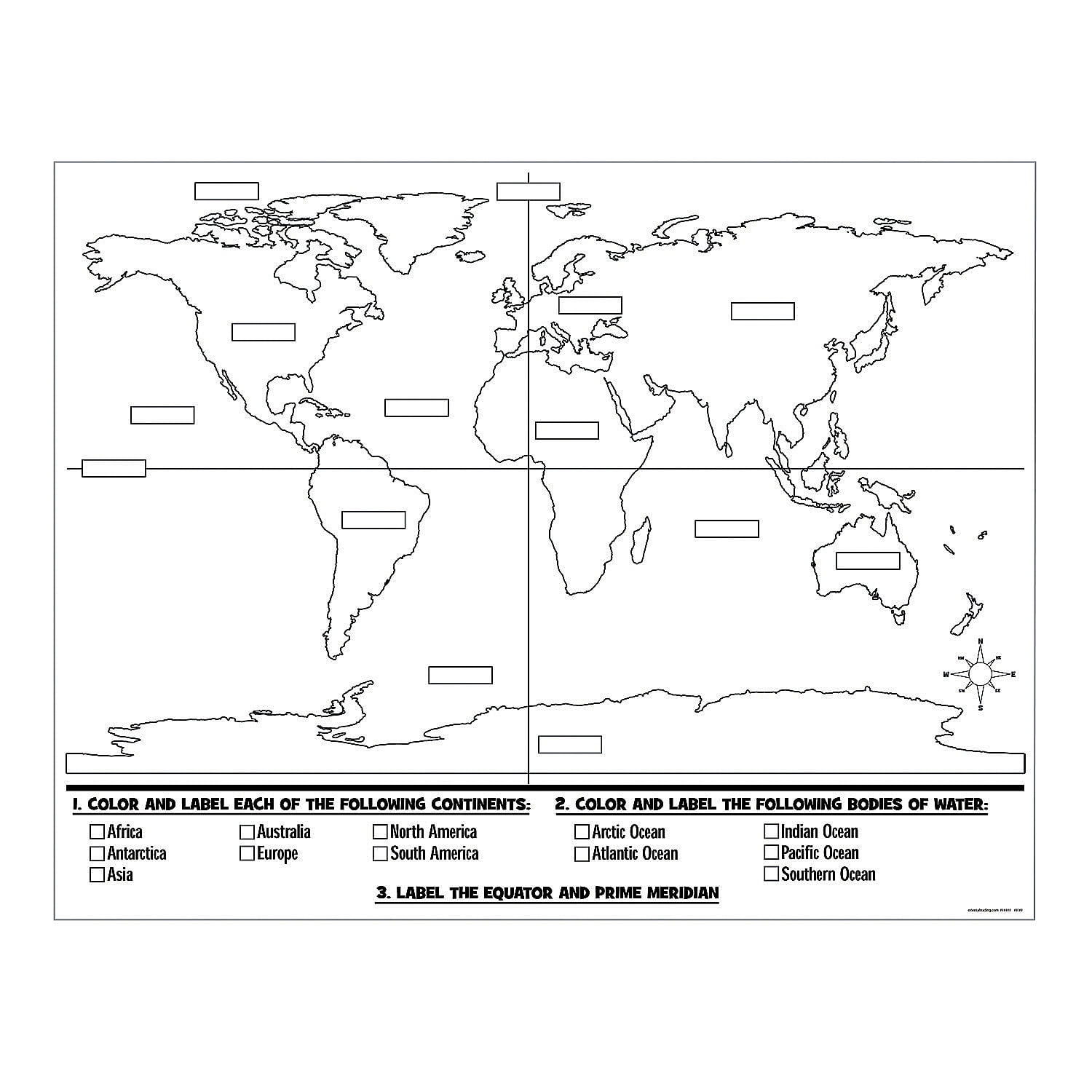 Color Your Own World Map Poster - Craft Kits - 30 Pieces - Walmart.com