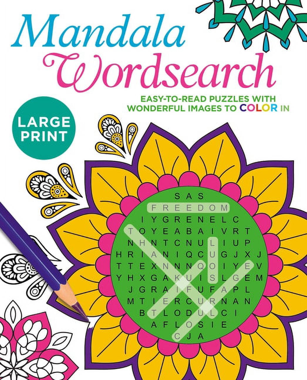 Color Your Wordsearch Large Print Mandala Wordsearch: Easy-To-Read ...