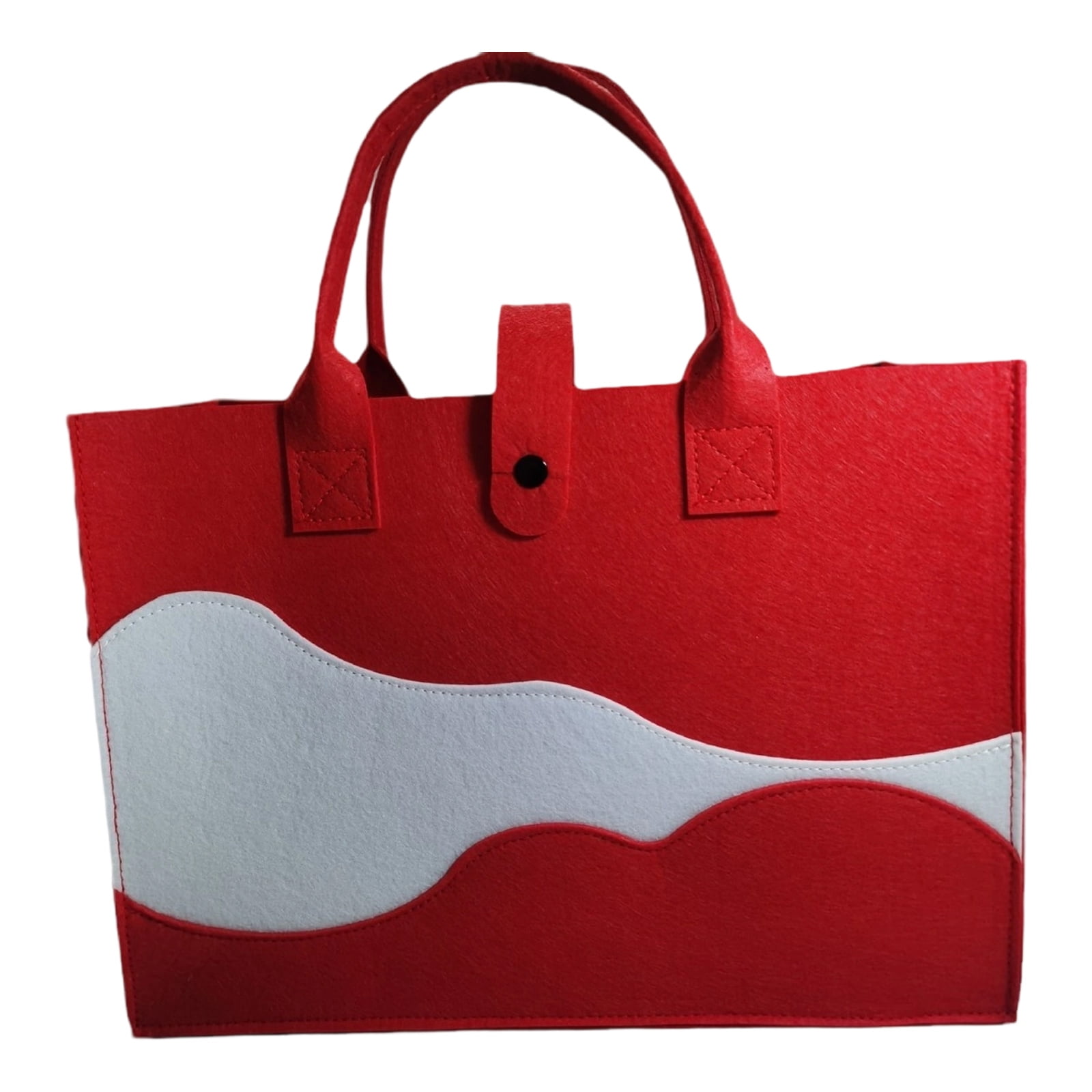 Color blocksed mountain peaks handbag, felt handbag, commuting shoulder ...