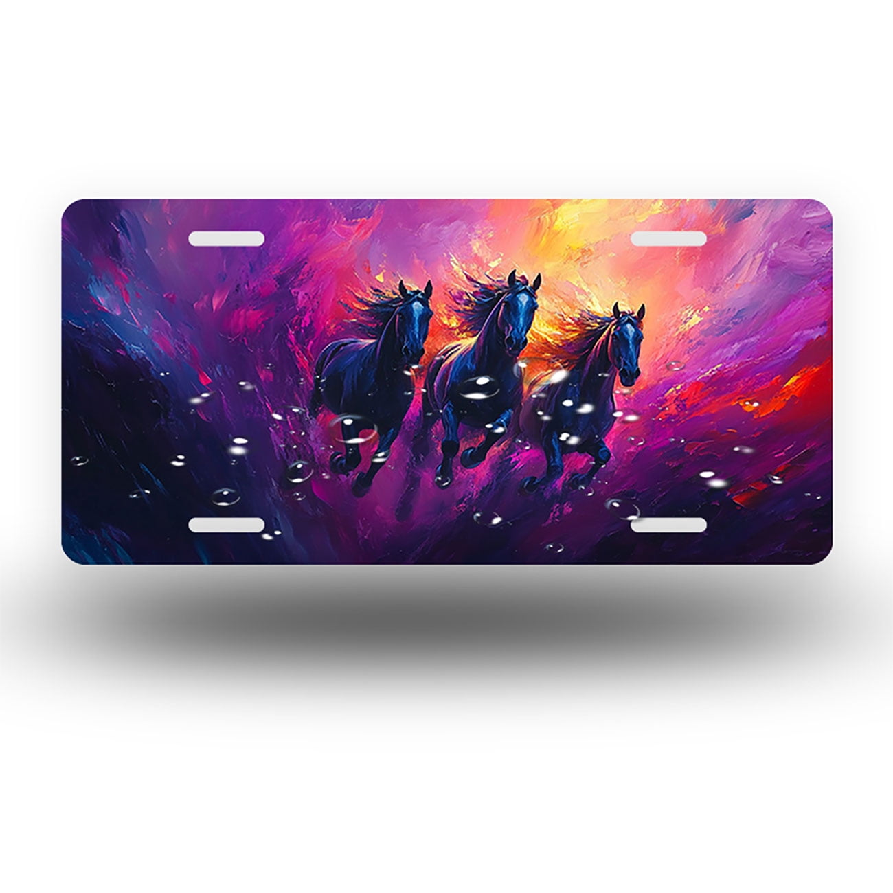 Color burst Running Horses Front License Plate, Funny Standard Plates ...