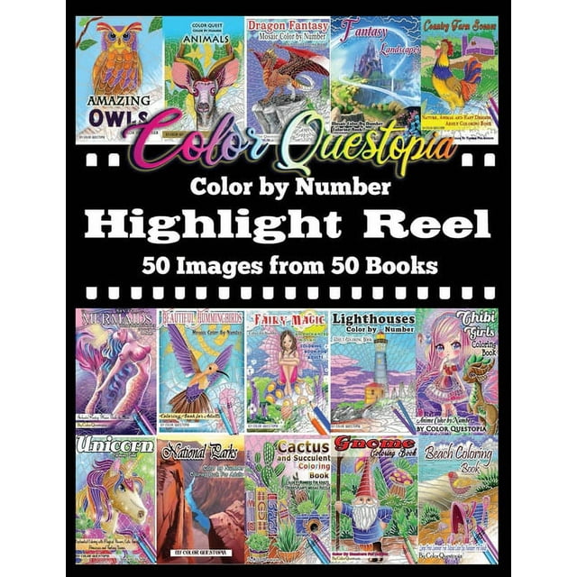 Color by Number for Adults: Color By Number Highlight Reel - 50 Images ...
