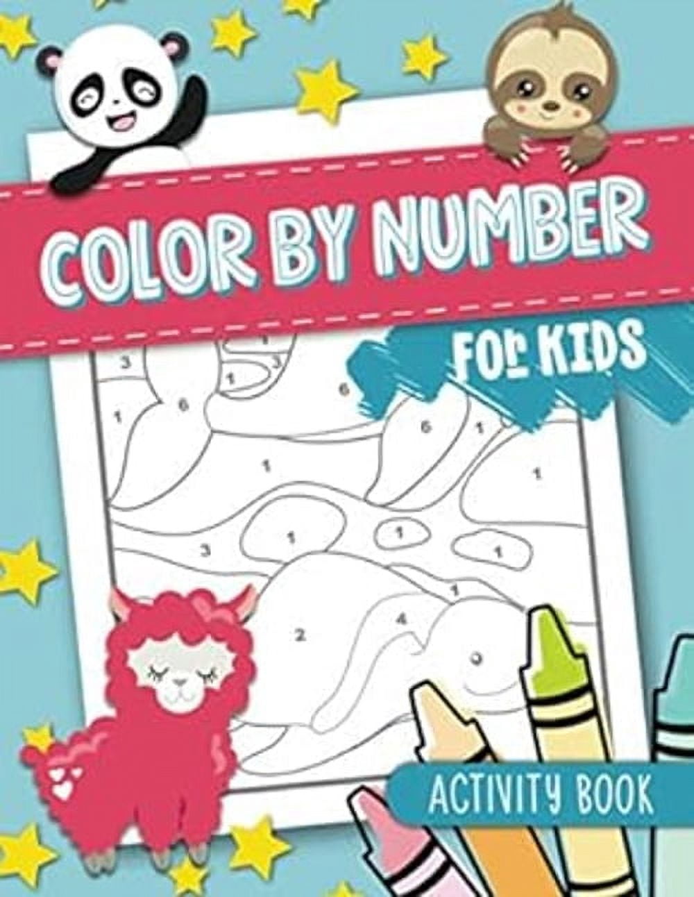 Pre-Owned Color by Number for Kids: Activity Book: 50 Animal Themed ...