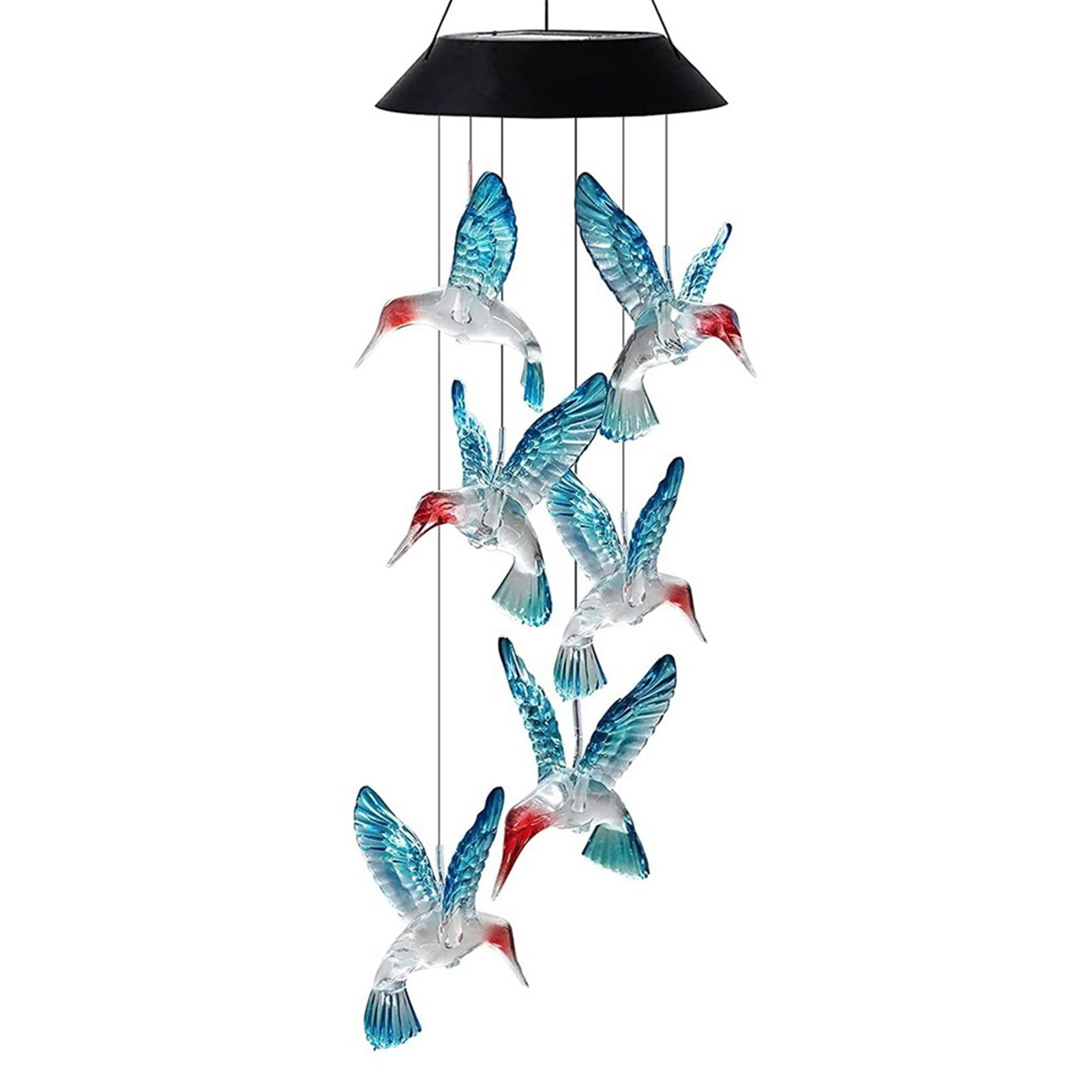 Color-changing Wind Chimes Color-changing Solar-powered Hummingbird ...