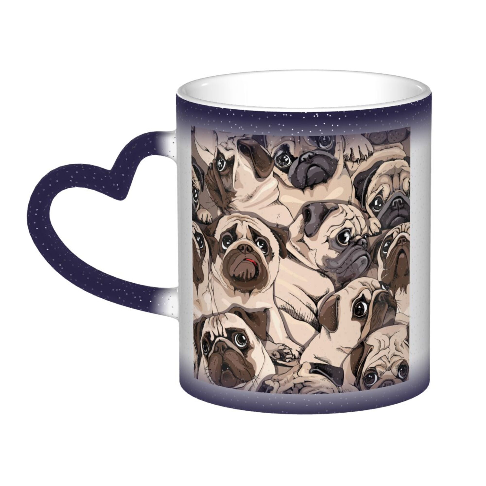 Color changing mug in the sky Funny Coffee Milk Tea Mug Cup Pug Faces ...