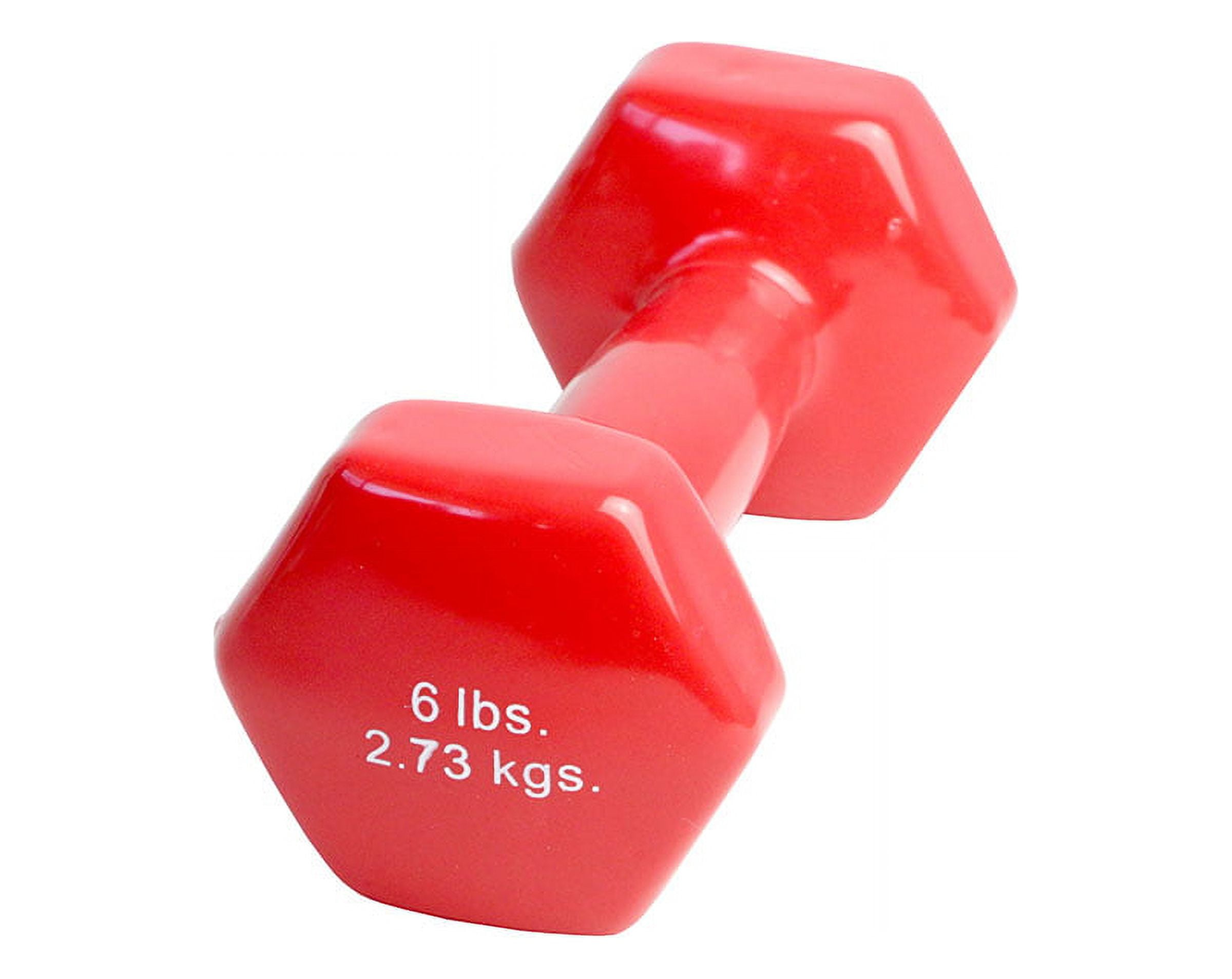 Color-coded vinyl-coated iron dumbbell, red, 6 lb, 1 each - Walmart.com