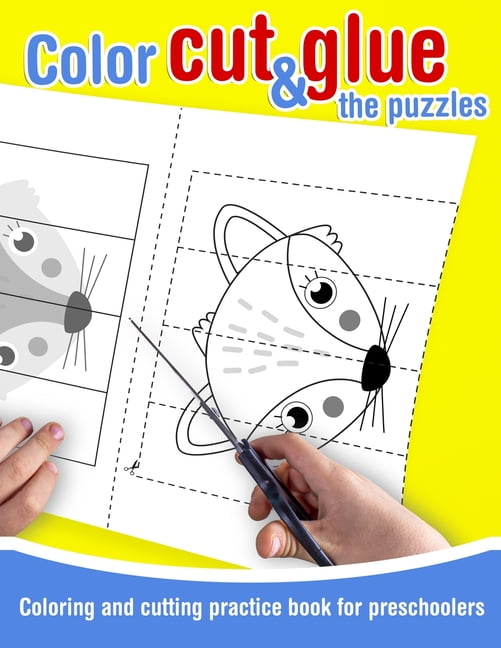 Cutting Practice for Kids Color, cut and glue the puzzles - Coloring ...