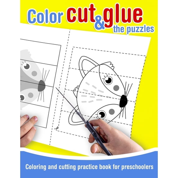 Cutting Practice for Kids Color, cut and glue the puzzles - Coloring ...