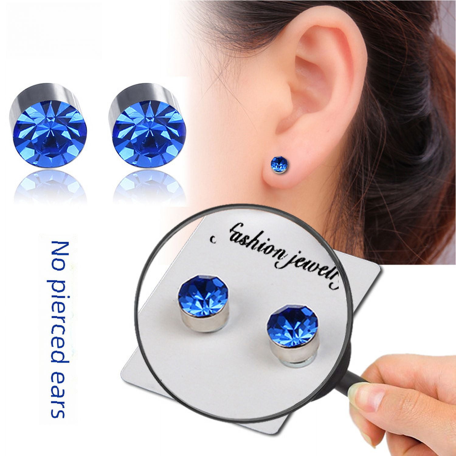 Color diamond earrings without earholes strong magnetic iron absorbing ...