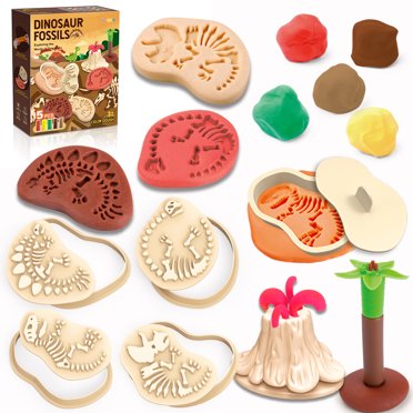 Sytle-Carry 39 Pcs Play Dough Dino Kit, Dinosaur Molds, Color Dough ...
