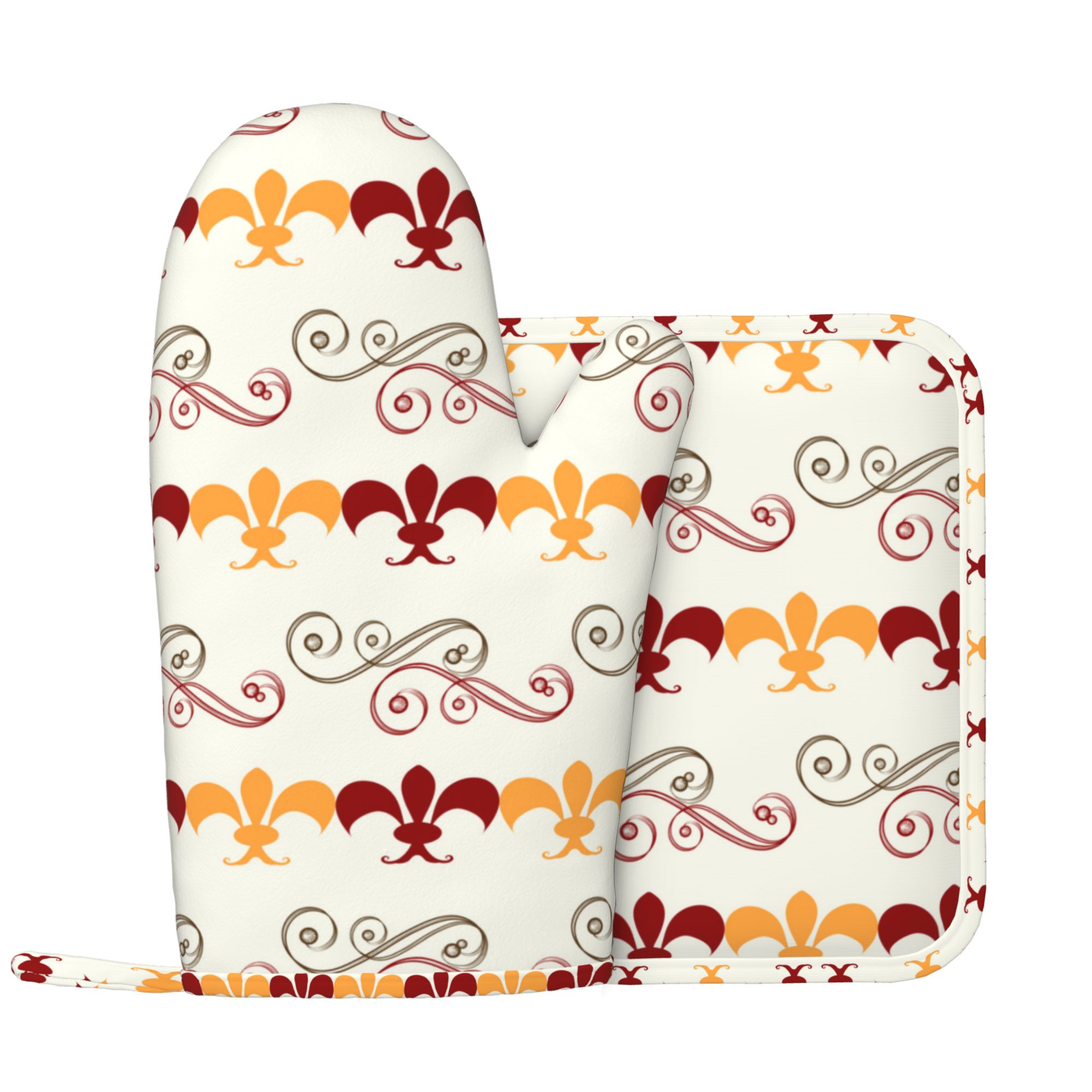 Color illustration border background Oven gloves, pot clamp set, anti ...