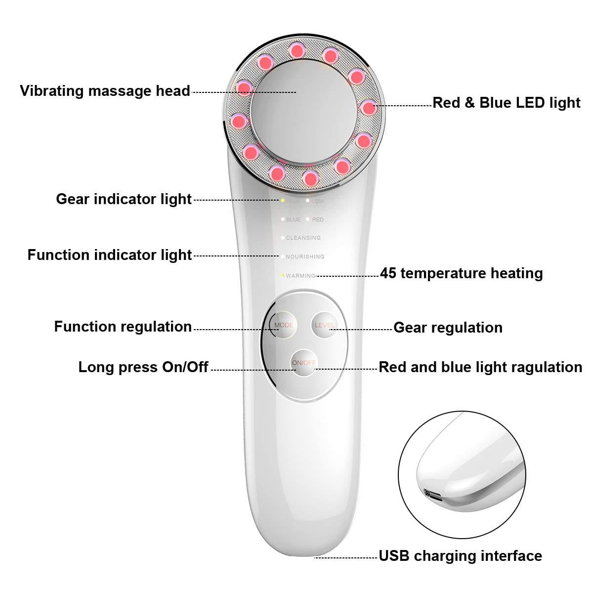 Color light beauty device, positive and negative ion introduction ...