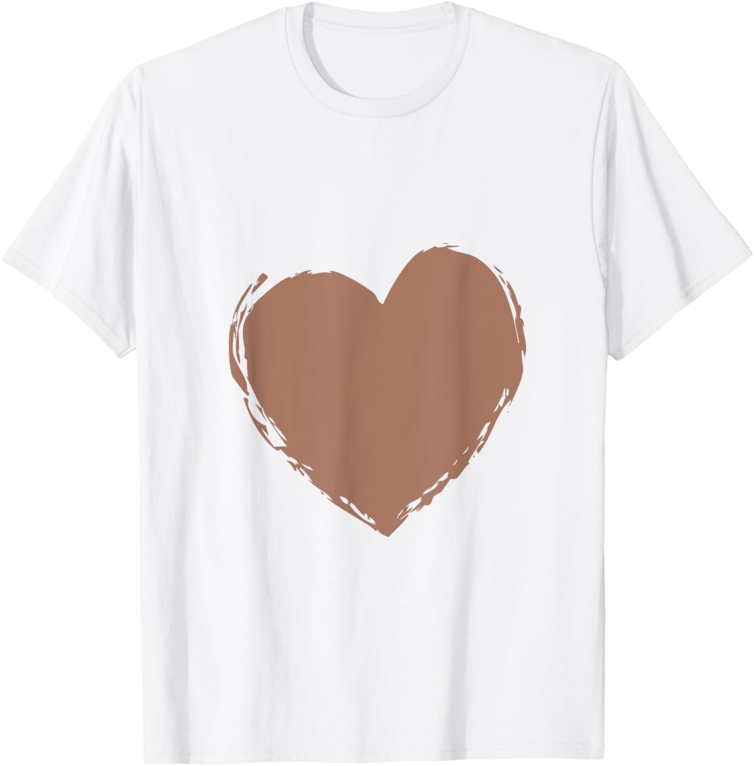 Color of the Year 2025 Mocha Mousse Heart with white T-Shirt - Walmart.com