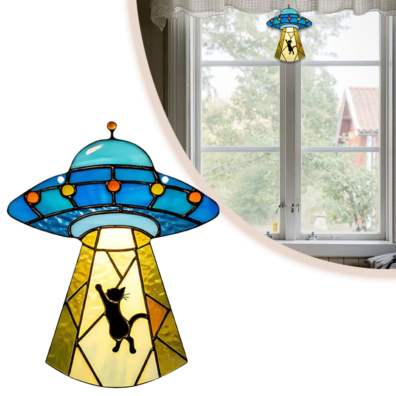 Color ornaments! Blue Spaceship 2D Acrylic Disk Pendant With Chain ...