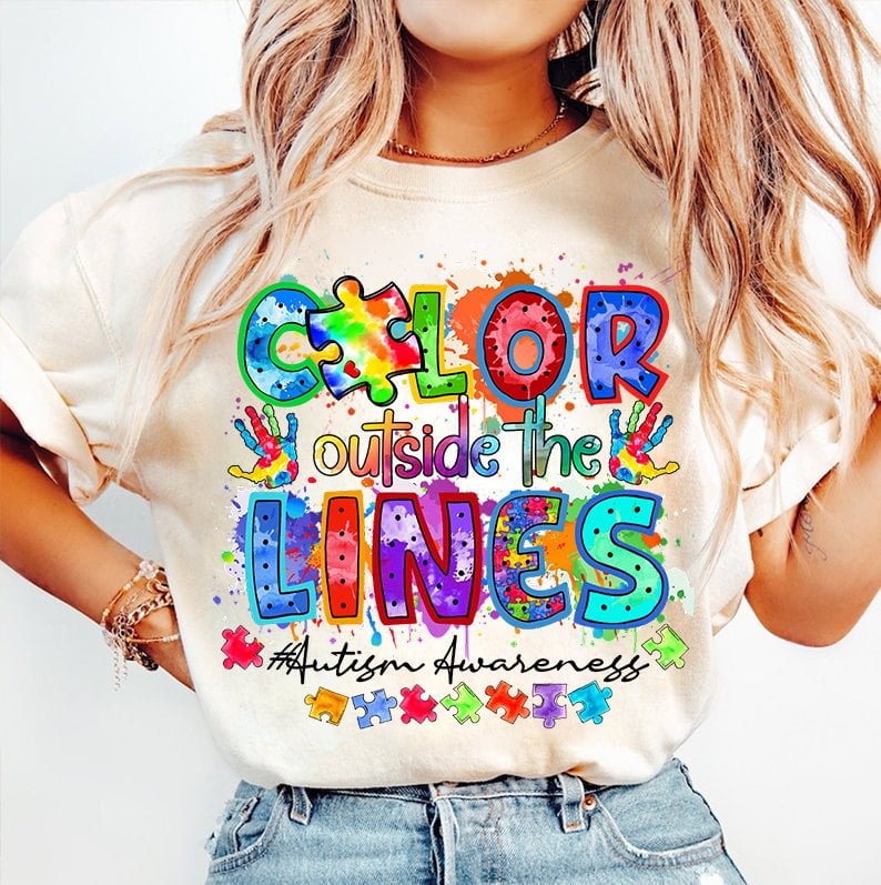 Color outside the lines Autism Awareness Watercolor Autism Puzzle ...