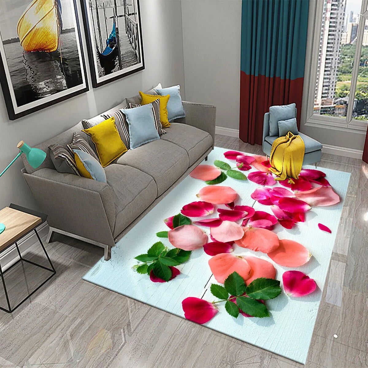 Color petal red pink white purple flowers decorative carpet bedroom ...