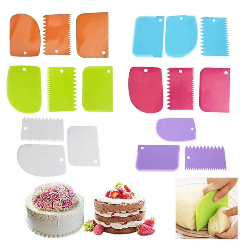 Color scraper three-piece set cream plastic scraper cake cutting knife ...